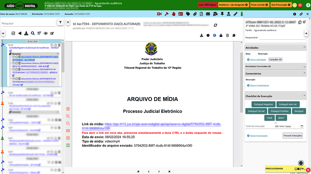Arquivos de áudio e vídeo já podem ser anexados diretamente no PJe em seis VTs | Tribunal ...